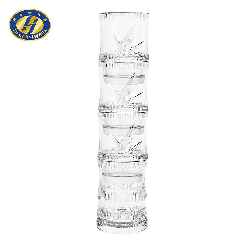 Stackable Bamboo Joint Shaped Drinking Glass Cups For Drinkware-GLASS ...
