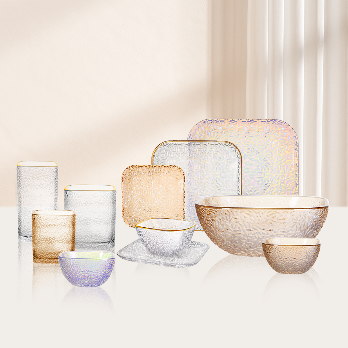 Square Glass Plate-GLASS TABLEWARE-Jh Glassware-Jh Glassware